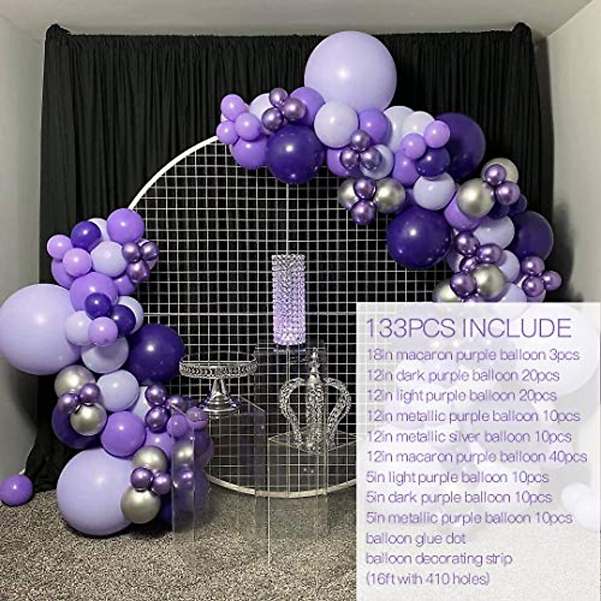 Macaron Purple Balloon Arch Garland Kit-Macaron Purple Balloon Metallic Purple Balloon 133Pcs for Birthday,Gender Reveal,Baby Shower,Wedding,Engagement,Christmas and Bachelor Party Decoration.