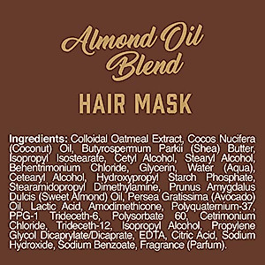 Aveeno Intense Hydration Almond Oil Blend Hydrating Hair Mask Treatment with Avocado Oil and Oat to Repair Dry Damaged Hair, Safe for Color-Treated Hair, Sulfate, Paraben and Dye-Free, 8 Fl Oz