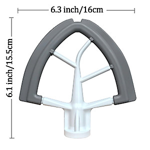 Flex Edge Beater For Kitchenaid Mixer Accessory,Kitchen Aid Attachments For Mixer,Fits Tilt-Head Stand Mixer Bowls For 4.5-5 Quart Bowls,Beater With Silicone Edges,Grey