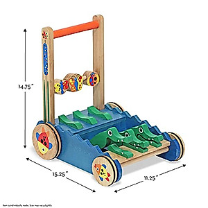 Melissa & Doug Deluxe Chomp and Clack Alligator Push Toy and Activity Walker - Wooden Baby Push Walker For Ages 1+
