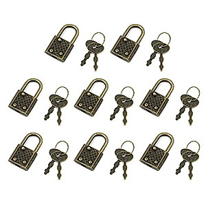 Coshar Retro Mini Padlock with Key Jewelry Box Storage Box Diary Book, Pack of 8
