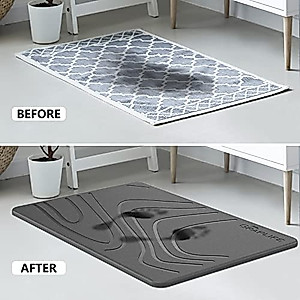 Graplife Stone Bath Mat - Non-Slip Fast-Drying Mat for Kitchen Counter, Tub & Bathroom Floor - Super Absorbent Diatomaceous Earth Shower Mat - Elegant Home Decor & Modern Accessories - Gray 23.5x15”