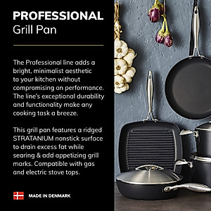 Scanpan Professional 10.5” Square Grill Pan - Easy-to-Use Nonstick Cookware - Dishwasher, Metal Utensil & Oven Safe - Made in Denmark