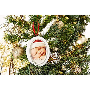 Pearhead Babyprints Double-Sided Christmas Photo Ornament with Clean Touch Ink Pad, Newborn Handprint or Footprint Kit, 2 Sided Baby's 1st Christmas Holiday Keepsake Ornament