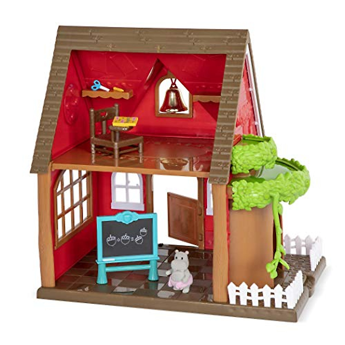 Li’l Woodzeez – Woodland Schoolhouse – Dollhouse Playset – 1 Doll Figure, Miniature Furnitures & Accessories Included - Pretend Play for Kids Age 3+