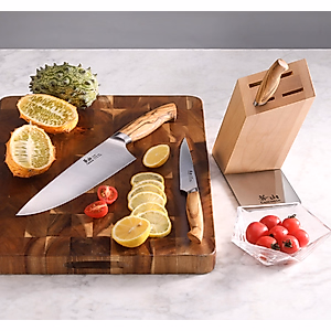 Cangshan OLIV Series 4-Piece HUA Knife Block Set, Forged Swedish 14C28N Steel, Maple Block, 501677