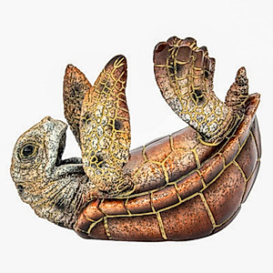 Corner Merchant Sea Turtle Decor Wine Bottle Holder Figurine Home Kitchen Wine Bar Beach House Decor (Brown)