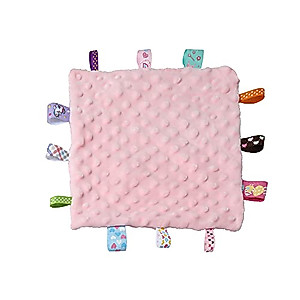 CREVENT Tag Security Blankets for Babies, Soft Small Loveys for Girls, Baby Comforter Sensory Blanket, Great Gifts for Birthday Baby Shower 10"X10" (Pink, Crib)