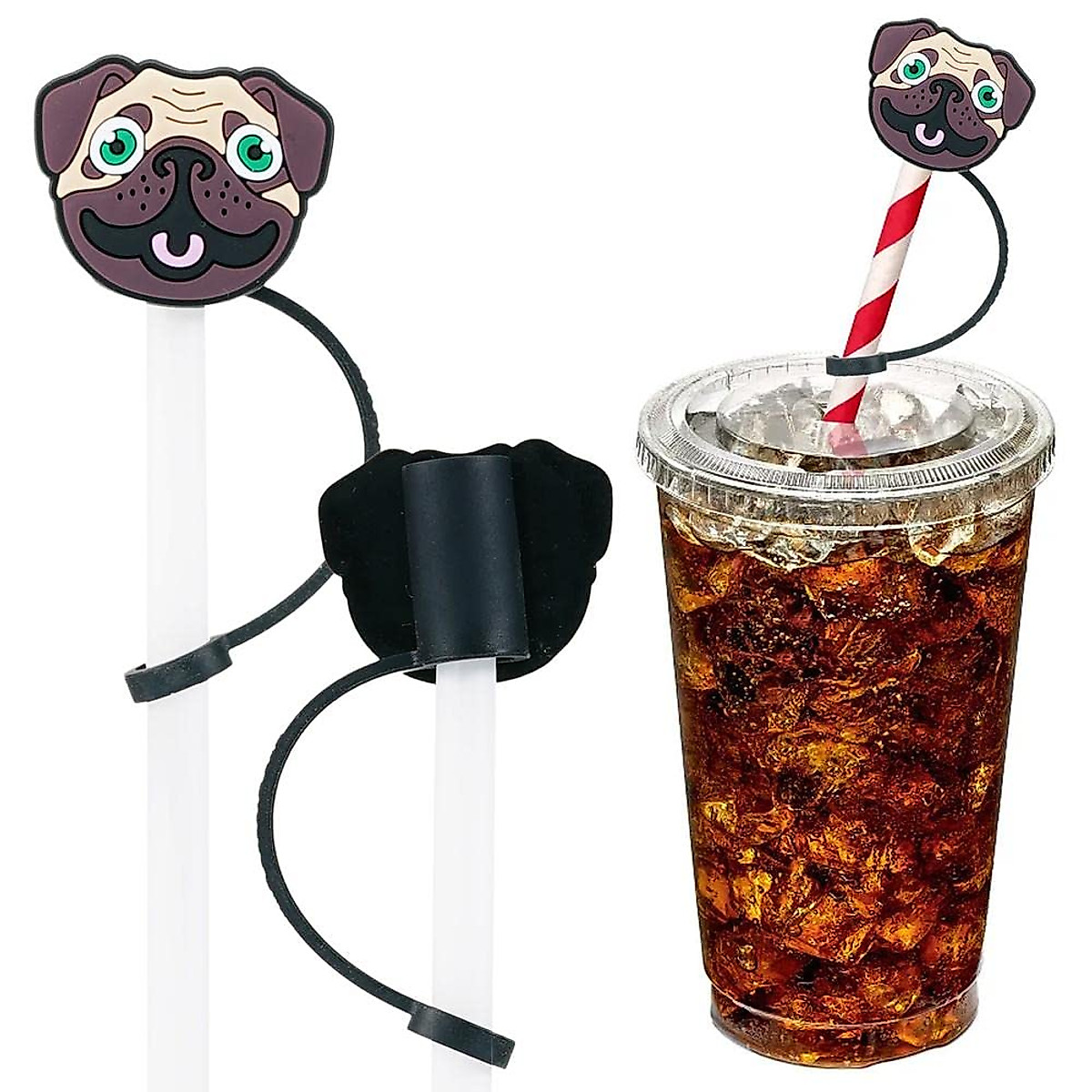 1 Piece Cute Drinking Straw Caps Cover for 6-8 mm Reusable Drinking Straw Tips Lids Dust-Proof Straw Plugs Dog Cat Shape Straw Protector