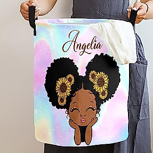 Personalized Collapsible Laundry Basket for Girls Kids Baby,Cute Pink Laundry Hamper with Handle,Custom Nursery Hamper with Name