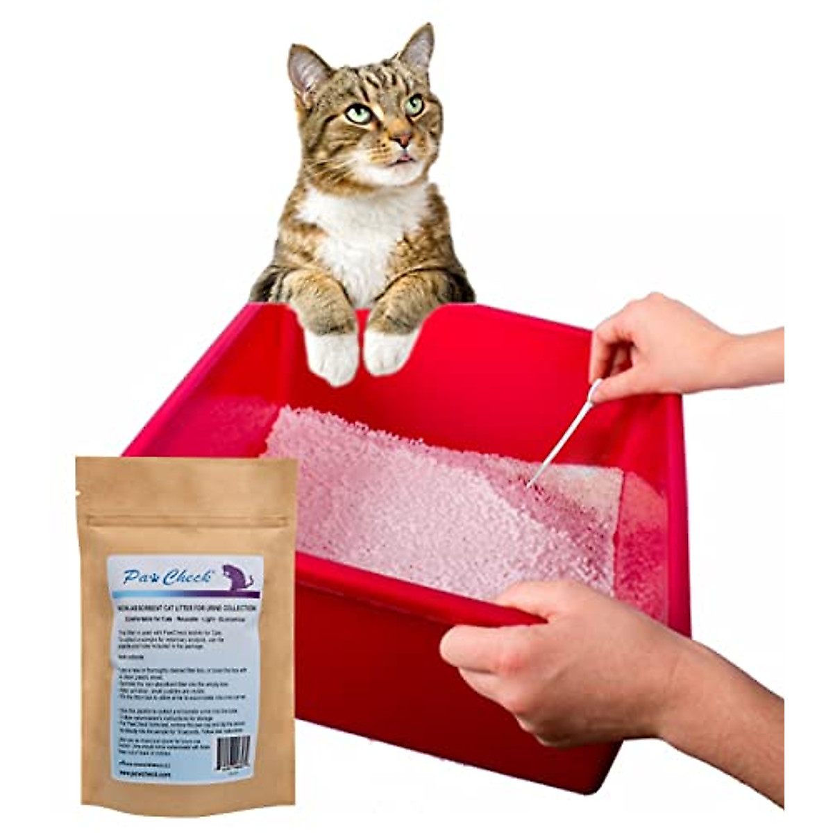 PawCheck Cat Litter for Urine Collection - Reusable and Non-Absorbent Cat Urine Collection Home Kit Intended to Monitor Cat Health
