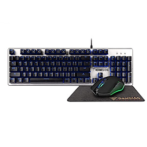 GAMDIAS Hermes E1C Multi-Color Mechanical Keyboard and Mouse Combo with Mouse Mat, Wired RGB Gaming Keyboard, for Gamers