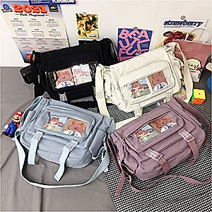 Kawaii Crossbody Bag Cute Clear Messenger Bag Ita Bag Backpack Purse for Women Y2k Shoulder Bag Harajuku Fairy Aesthetic (White, One Size)