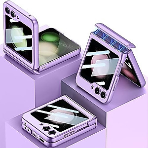 DOOTOO for Samsung Galaxy Z Flip 5 Case Magnetic Hinge Protection Cover with Screen Protector All-Inclusive Shockproof Case for Galaxy Z Flip 5 (2023) (Purple)