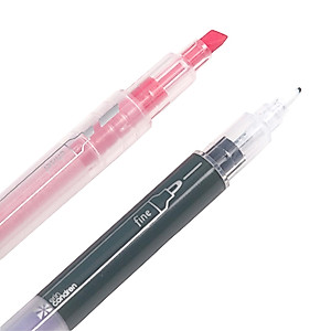 Erin Condren Pastel & Black Dual-Ink Dual-Tip Highlighter Pens 6-pack. 6 Barrels and 7 Colors Total. Fine Tip Black Ink Markers and Assorted Color Chisel Tip Highlighters