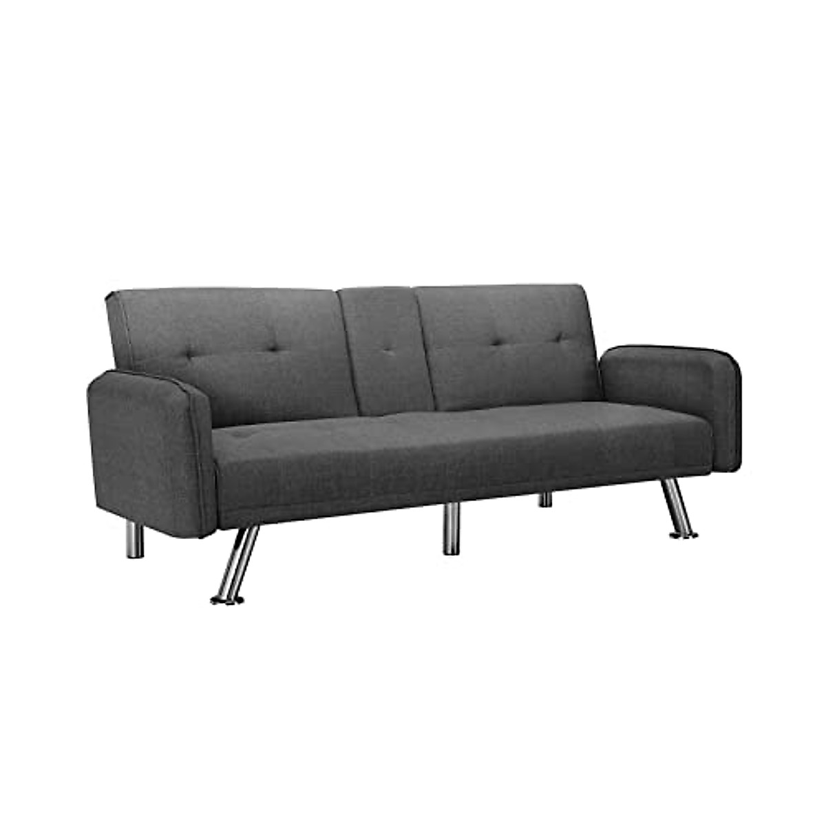 UBGO Reversible Modular, Convertible Sofa Bed, Adjustable Loveseat, Pull Down Mid Back with 2 Cup Holders, Small Space Furniture Set for Living Room, Bedroom, Office, Dark Grey