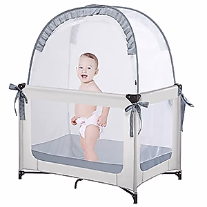 L RUNNZER Pack N Play Tent, Baby Pop Up Crib Tent to Keep Baby In, Crib Net for Pack And Plays, Mini Cribs & Play Yards to Stop Baby from Climbing Out, Pop Up Design & Breathable Mesh