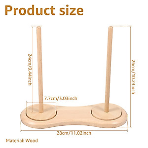 Double Wooden Yarn Holder for Crocheting, Rotatable Wooden Yarn Ball Holder Dispenser for Knitting, Revolving Yarn Ball Stand, Yarn Spindle Dispenser with Crochet Accessories for Knitting Embroidery