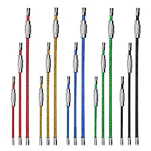 30 pcs Metal Wire Keychains, ANIN 4" 6" 7.8" Cable Keyrings 2mm Key Rings Loops with Stainless Steel Connecter for Hiking Luggage ID Tags - Red, Yellow, Blue, Green, Black