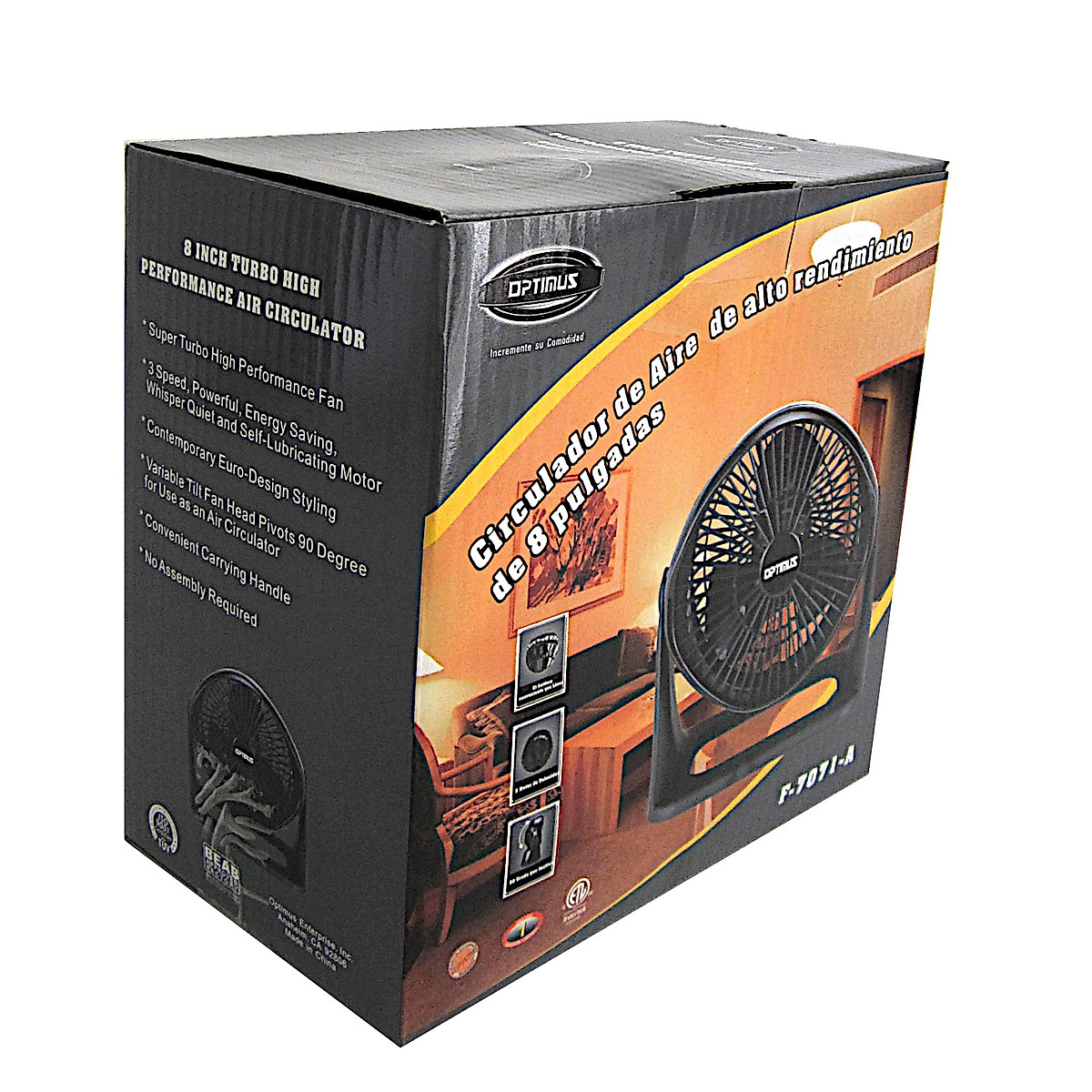 Optimus 8" Turbo High Performance Air Circulator Fan, SMSLL, Black