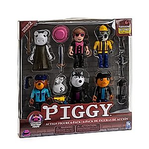 PIGGY Action Figure 6 Pack - Six 3.5" Articulated Buildable Toys with Exclusive MiniToon Figure, 9 Accessories, Series 2, includes DLC