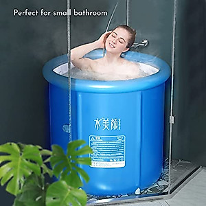 G Ganen Ice Bath Hot Tub Unisex Portable Foldable Inflatable 3 Layer PVC SPA Freestanding Bathtub For Athletes, 31.5 Inch Blue