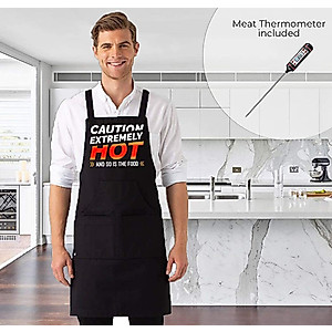 Inovare Designs' Fun Chef Apron - Perfect for Grilling, Cooking, BBQ - Unisex Design - Includes Meat Thermometer - Ideal Kitchen Gift