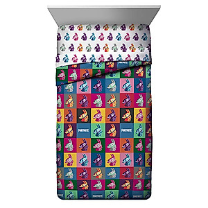 Jay Franco Fortnite Llama Warhol 5 Piece Full Bed Set - Includes Reversible Comforter & Sheet Set Bedding - Super Soft Fade Resistant Microfiber (Official Fortnite Product)