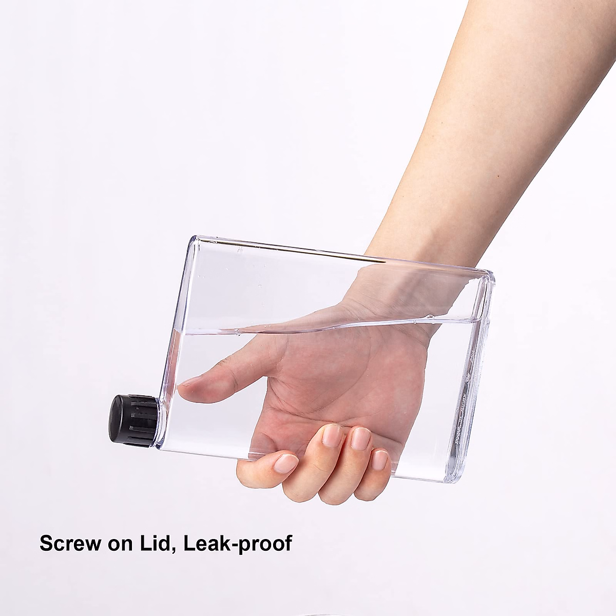 Flat Water Bottles Bulk, 6 Pack 16oz Personalized Clear Water Bottles with Narrow Mouth, Plastic, Leak Proof & Lightweight DIY Gift for Women Men Aunt Teacher Nurse Sports Travel Gym Hiking