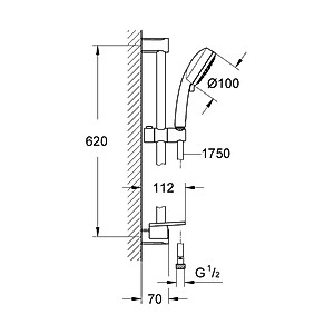 Grohe 27577002 Tempesta Cosmopolitan 100 4 Spray Shower Rail Set, Starlight Chrome, 24 Inch