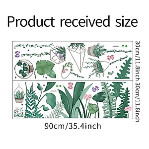 Tropical Vine Plant Potted Wall Stickers, Removable Green Plants Leaves Garden Decal Decor, DIY Art Murals Wallpaper for Living Room Bedroom Kitchen Nursery