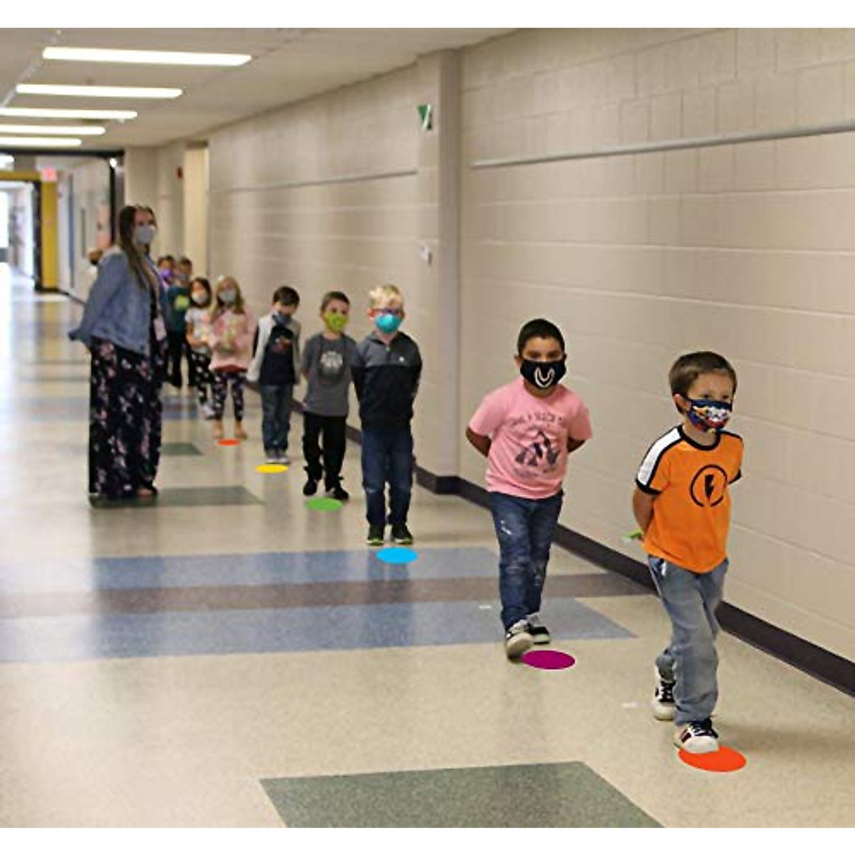 24 Packs Multicolor Classroom Line up Dots Stickers, Self Adhesive Vinyl 6 inch Round Decals, Line up Markers for Preschool and Kindergarten Elementary Teachers