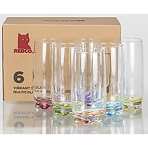 Vibrant Splash Water, Beverage Highball Glasses, 13.25 Ounce - Set of 6