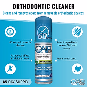 Orthodontic Cleaner by OAP Cleaner | Retainer Cleaner, Denture Cleaner, and Mouth Guard Cleaner | 60 Second Foam Cleanser | Paraben, Sulfate and Triclosan Free | 44.3 mL, 3 Bottles