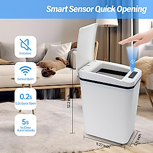 Eciynetc 2.5 Gallon Automatic Bathroom Trash Can, Small Motion Sensor Touchless Garbage Can Waste Bin for Bathroom, Kitchen, Living Room