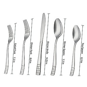 KOOMADE CHECKERS Silverware Set for 4, 20-piece Flatware (Dinner Fork, Salad Fork, Knife, Spoon, Teaspoon) Dishwasher Safe