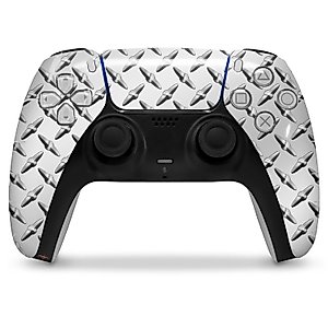 WraptorSkinz Skin Wrap compatible with Sony PS5 DualSense Controller Diamond Plate Metal (CONTROLLER NOT INCLUDED)