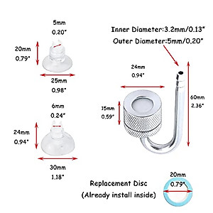 Crapyt Aquarium CO2 Atomizer Refiner Aluminum Alloy Carbon Dioxide Bubble Diffuser with Suction Cup Set of 1 Aquarium Accessories Silver Fish Tank Pond Replacement Fresh or Saltwater