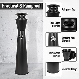 RDUIGT Trash Ash Receptacle Outdoor with Removable Inner Barrel, Stand up Trash Can, 43.3" Height,Movable Ash Bin Container for Home Outside Pool Backyard Office Hotel