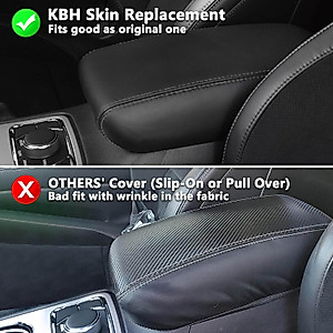 KBH Center Console Cover Replacement for Jeep Grand Cherokee & Dodge Durango 2011-2020, Vinyl Leather Armrest Upholstery, Anti-Scratch, Black (Leather Part Only)