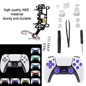 Multi Colors Luminated D pad Thumbstick D Pad Face Buttons for PS5 Controller,8 Colors 19 Modes DIY Classical LED Light Kit for PS5,Good Gift