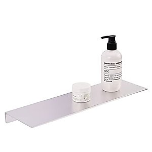 Veefos Bathroom Shelf Floating Shelf Wall Mounted, Silver 15.6 Inch Metal Wall Shelf Bathroom Storage Shelf Bathroom Organizer Countertop, Aluminum