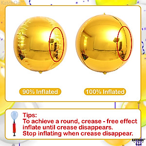 KatchOn, Large Gold Foil Balloon With Gold Happy Birthday Balloon Banner-Pack of 7 | Big Gold Balloons, Black and Gold Party Decorations | Happy Birthday Letter Balloons for Gold Birthday Decorations