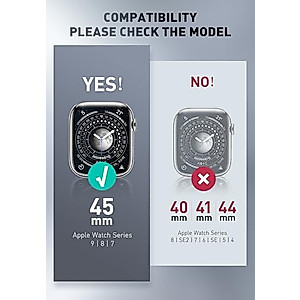 i-Blason Armorbox Compatible with Apple Watch Band [45mm] for Apple Watch Series 9/8/7, Rugged TPU Watch Band with 2-Pack Bumper Cases [Built-in Tempered Glass Screen Protector] (Black, 45mm)