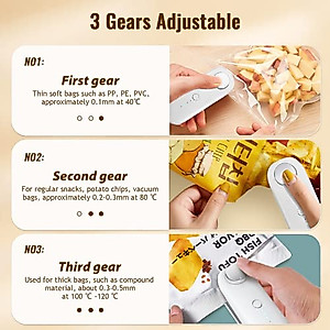 Ansook Mini Bag Sealer with Cutter 2 in 1 Heat Sealers, Portable Food Sealer Mini Sealing Machine Kitchen for Food Storage, Plastic Bag, 3 Adjustable Gears Chip Bag Sealer.