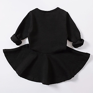 Infant Toddler Baby Girls Dress Pink Ruffle Long Sleeves Cotton (6-9m, Black)