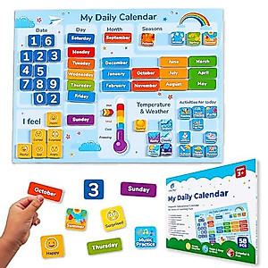 Simply magic 58 PCS Kids Calendar 2024 - My First Daily Magnetic Calendar for Kids, Days of The Week Calendar for Kids, All About Today Board, Preschool Wall Calendar for Classroom, for Home