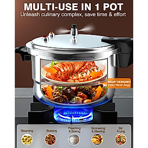 WantJoin 8Qt Aluminum Pressure Cooker w/Release Valve & Multiple Protective Devices,Pressure Canner Compatible with Gas & Induction Cooker,Canner Rack Included