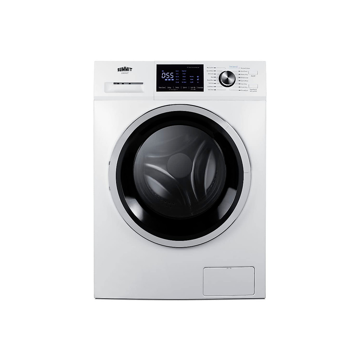 Summit Appliance LW2427 24" Wide ENERGY STAR Certified 110-120V Front-loading Washer with 15 Wash Programs, 1400 RPM, Touchscreen Display, Washing Cycle Selector Knob, Detergent Dispenser