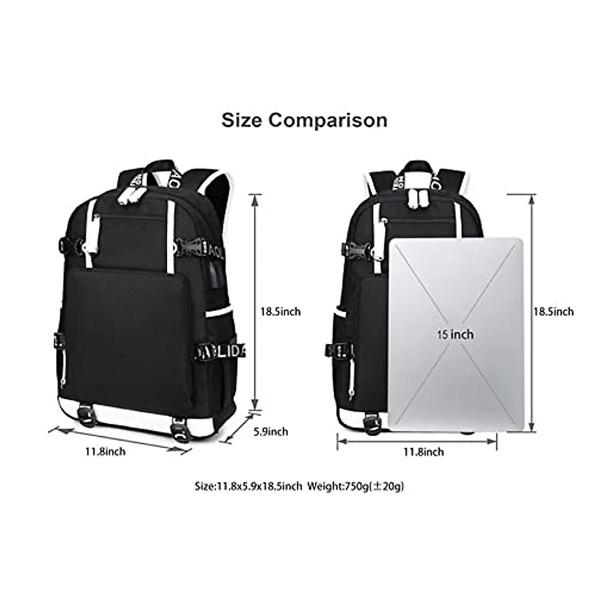 Duuloon Teens SCP Foundation Knapsack with USB Charging/Headphone Port-Student Wear Resistant Large Capacity Travel Rucksack